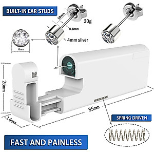 2Pcs Ear Piercing Kit Automatic and Painless Ear Nail Gun Disposable Aseptic Household Ear Piercing Gun Portable Ear Piercing Gun Group Ear Piercing Tools With Built-in 4mm Hypoallergenic Ear Studs