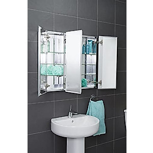 Croydex Loxley 26-Inch x 30-Inch Triple Door Tri-View Cabinet with Hang 'N' Lock Fitting System