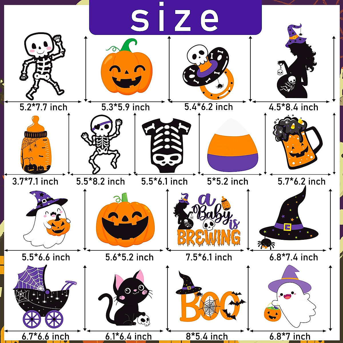 A Baby is Brewing Halloween Centerpiece Sticks 17Pcs Halloween Baby Shower Decorations Baby Brewing Little Boo Party Table Topper Decorations for Halloween Pregnancy Gender Reveal Party Supplies