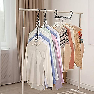 HOUSE DAY Sturdy Plastic Space Saving Hangers 12 Pack, Cascading Hangers Organizer Closet Space Saver 80% and Wrinkle Free Clothes, Multi Collapsible Hangers for Heavy Clothes, Shirts, Pants (Black)