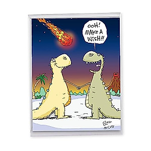 NobleWorks - 1 Jumbo Funny Birthday Card with Envelope (8.5 x 11 Inch) - Birthday Occasion Humor, Group Cartoon Card - Make a Wish J9735