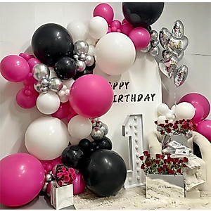 100pcs Hot Pink Balloons,12inch Hot Pink Latex Party Balloons Helium Quality for Like Bridal Shower,Gender Reveal, Birthday Party, Baby Shower,Wedding Party Decoration (with Pink Ribbon)…