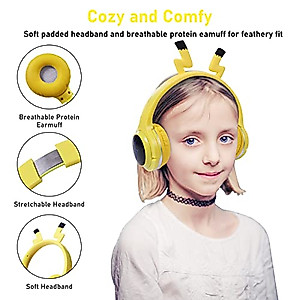 YLFASHION Kids Headphones Bluetooth Headphones, Colorful LED Lights Wireless Cartoon Headphones，Over Ear Headphones Built-in Mic for Children/School/iPad/Tablet/Airplane