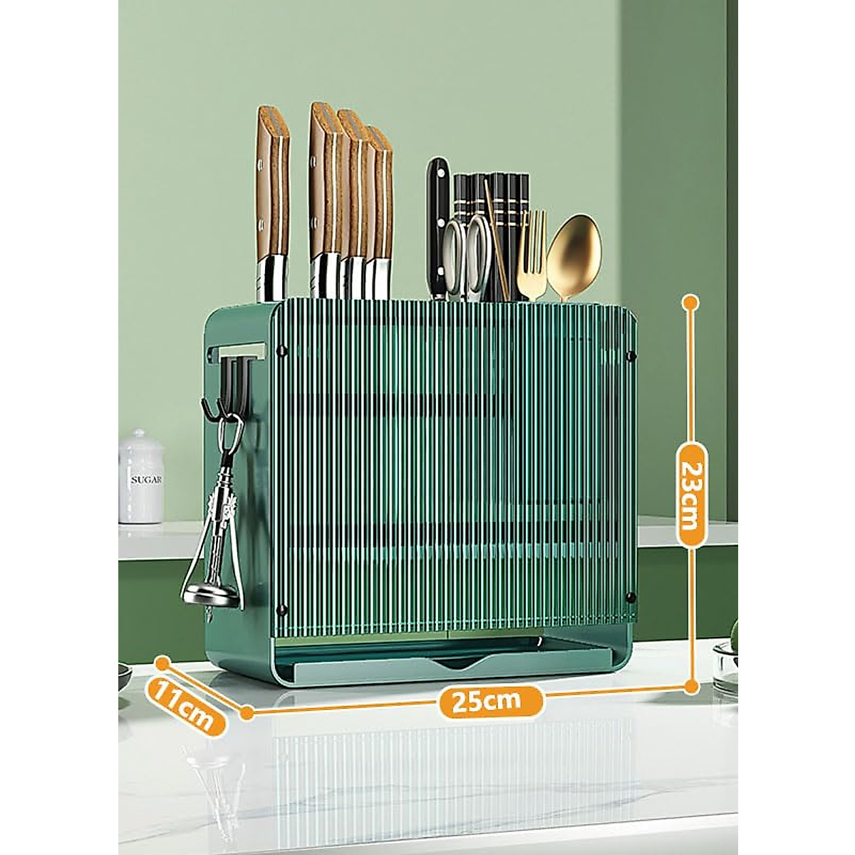 KBOX811 Knife Holder Organizer Stainless Steel Rack This multifunctional kitchen storage rack with Utensil (Green) version:No cutting board rack