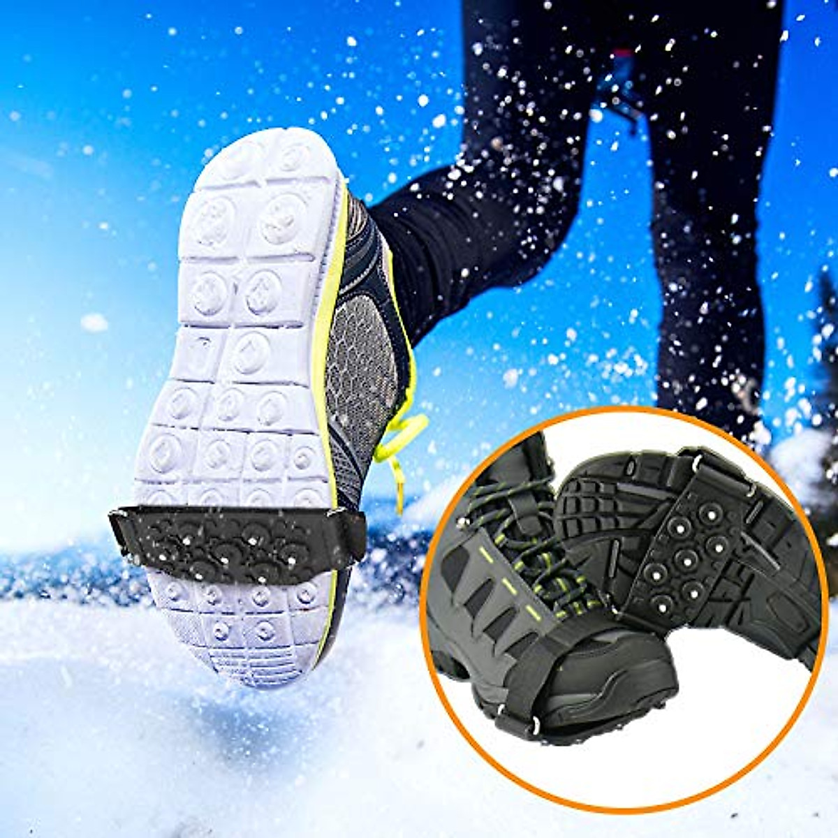 Universal Strap Grippers Spikes Winter Boots Grips Metal Studs Shoes Snow Patio Lawn & Garden Cooking Utensils Holder Wood (AS SHOW, One Size)