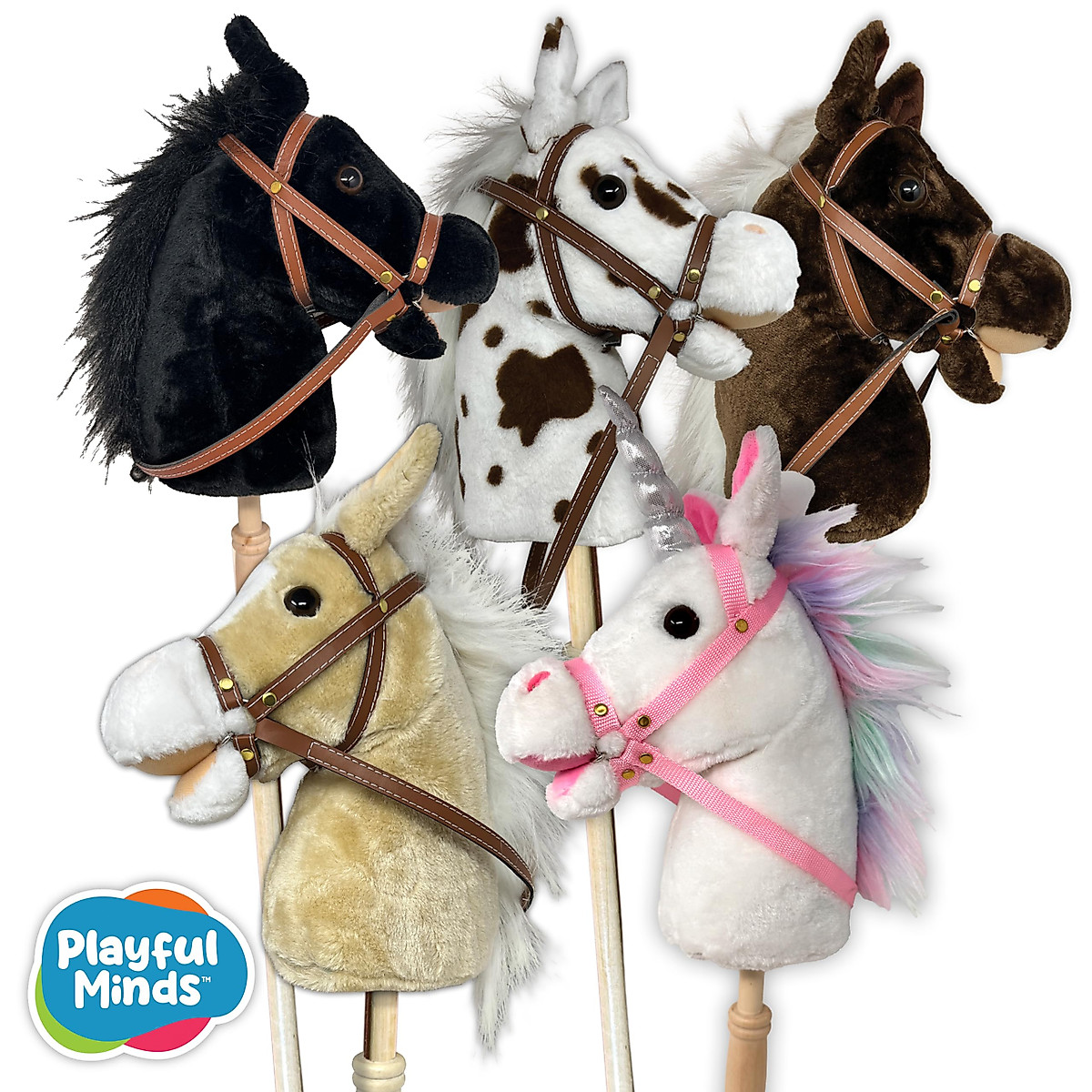 Nature Bound Stick Horse | Plush Handcrafted Hobby Horse Provides Fun Pretend Play for Toddlers & Preschoolers | Handsewn Head, Sturdy Wood Stick, Plus Neighing & Clip-Clop Sounds