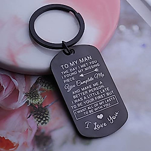 To My Man Keychain for Him Love My Man Gifts Valentine's Day Birthday for Husband Boyfriend