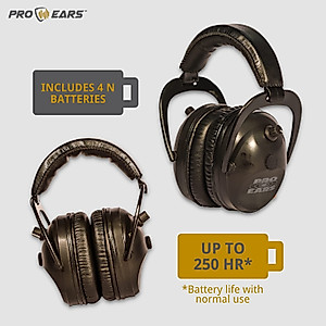 Pro Ears Pro Tac 300 Electronic Hearing Protection, Military Grade Tactical Ear Muffs, NRR 26 DB, For The Range, Shooting, & Hunting, Black