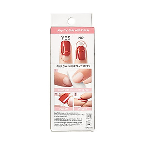 KISS imPRESS No Glue Mani Press On Nails, Design, 'Adore You', Red, Short Size, Squoval Shape, Includes 30 Nails, Prep Pad, Instructions Sheet, 1 Manicure Stick, 1 Mini File