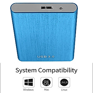 External Portable USB3.1 2TB External Portable Hard Disk for PC, Mac, Desktop,Chromebook(2TB Blue)