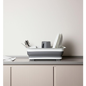 BNYD Collapsible Dish Rack, Foldable Dinnerware Drainer Organizer