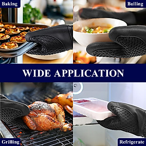 Kitsure Silicone Oven Mitts, Set of 2, Heat Resistant, Oven Gloves with Soft Lining, Non-Slip Kitchen Essentials, Kitchen Gadgets, Apartment Essentials, Great Gift for Cooking, Baking, Black