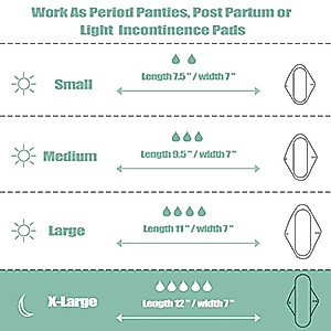 wegreeco Bamboo Charcoal Reusable Menstrual Pads - Reusable Sanitary Pads | Reusable Panty Liners | Soft Cloth Menstrual Pads - 6 Pack with 1 Cloth Mini Wet Bag (Small, Black)