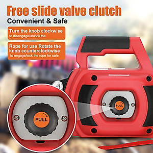 Lonsge Portable Drill Winch of 1000 Lbs, Red Handheld Drill Winch with 40 Foot Synthetic Rope, Rotate The Hook 360 Degrees, for Lifting & Dragging(Red)