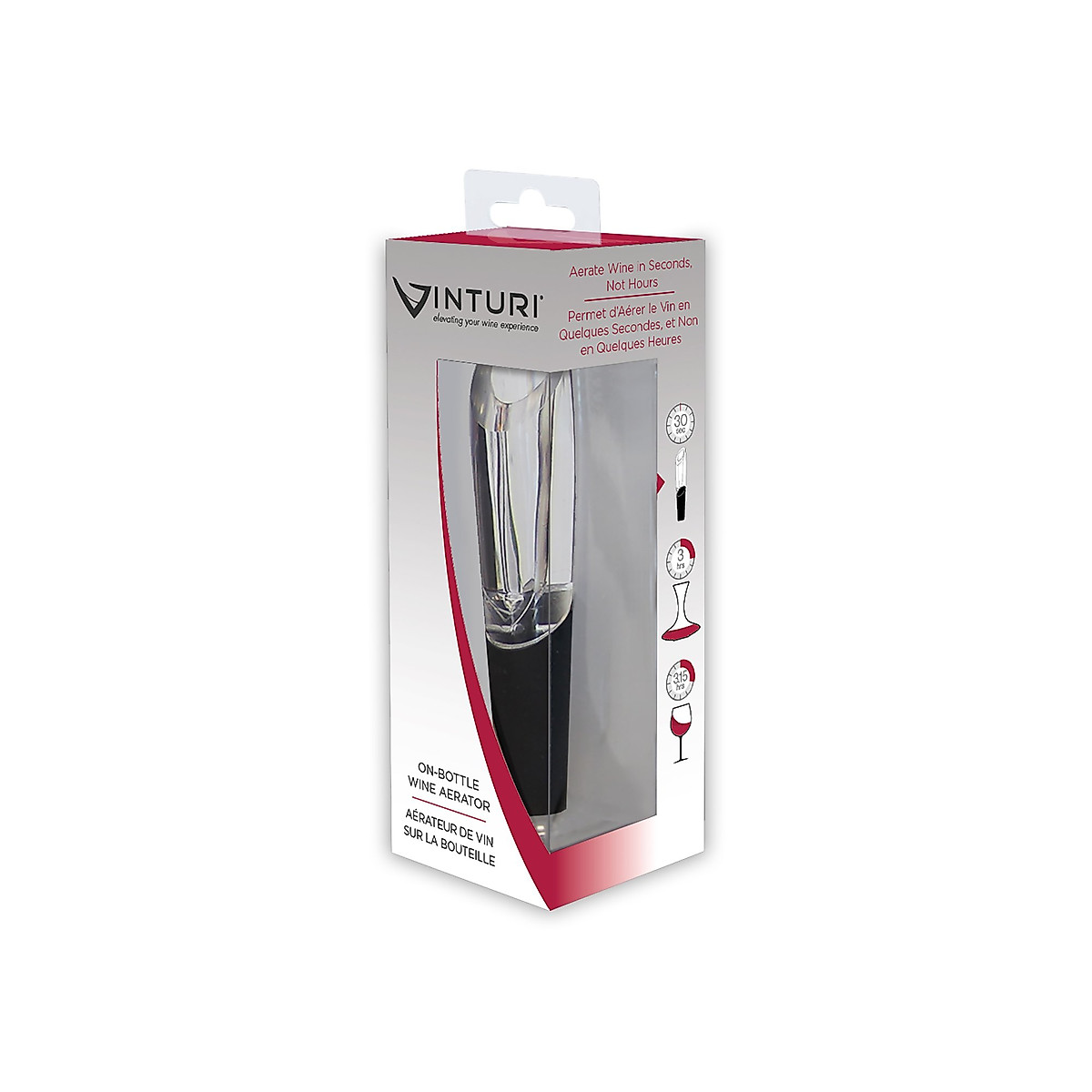 Vinturi On-Bottle Aerator for Red and White Wines, 1, Black