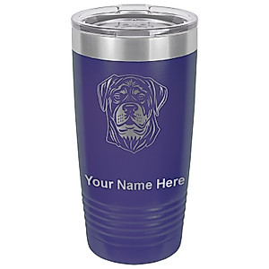 LaserGram 20oz Vacuum Insulated Tumbler Mug, Rottweiler, Personalized Engraving Included (Dark Purple)