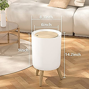Doyingus Round Trash Can with Lid, 1.8 Gallon Plastic Garbage Can with Legs, Garbage Bin with Push Button, Modern Waste Basket for Bedroom Bathroom Living Room Office