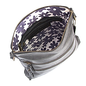Zuri Leather Crossbody Bag (Grey)