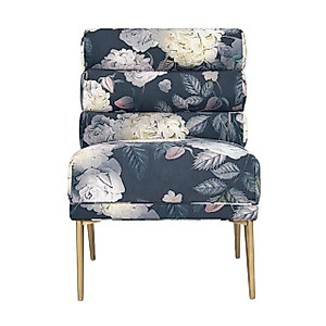 TOV Furniture Kelly Contemporary Channel Tufted Home Office Accent Chair, 24", Floral