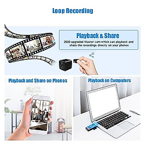 Kadimendium Mini Security Camera, 4K Image 3500mAh Battery 2.4G WiFi Camera Built in Microphone Lightless Night for Convenience Store