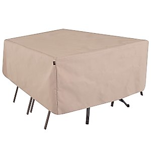 Modern Leisure 2923 Chalet Patio Table & Chairs, Furniture Set, Outdoor Cover, for Rectangular and Oval Tables (44 L x 72 D x 23 H) Water-Resistant, Beige