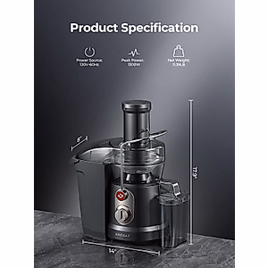 AMEGAT Juicer Machines Vegetable and Fruit, 1300W Powerful Juice Extractor Machine, Whole Fruit Juicer With 3.2" Wide Mouth Food Chute, 2 Speeds, High Juice Yield, 100% BPA-Free