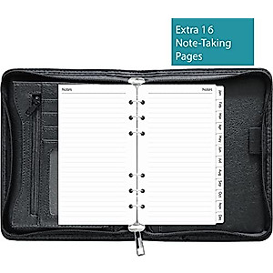 Fan&Ran Zippered Planner Organizer, Simulated Leather Undated Start Set, Personal Size, Black