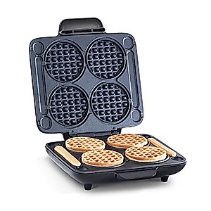 DASH Multi Mini Waffle Maker: Four Mini Waffles, Perfect for Families and Individuals, 4 Inch Dual Non-stick Surfaces with Quick Release & Easy Clean - Graphite