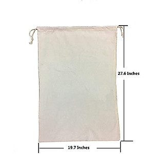 Cotton Canvas Heavy Duty Laundry Bags - 2 PCS - Natural Cotton - Versatile Multi Use - 19.7"x 27.6" - Ideal for Home, Hotels, Rental Spaces, Vacation Homes, College Dorm & Travel