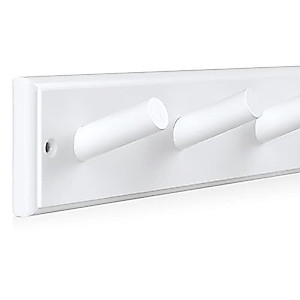 horkmous 2PCS Coat Rack Wall Mount, 5 Pegs Wood Coat Hook Wall Hanger, 17 Inches Wall Mounted Coat Rack for Hanging Towels, Hats, Backpacks, Clothes, Keys(White)