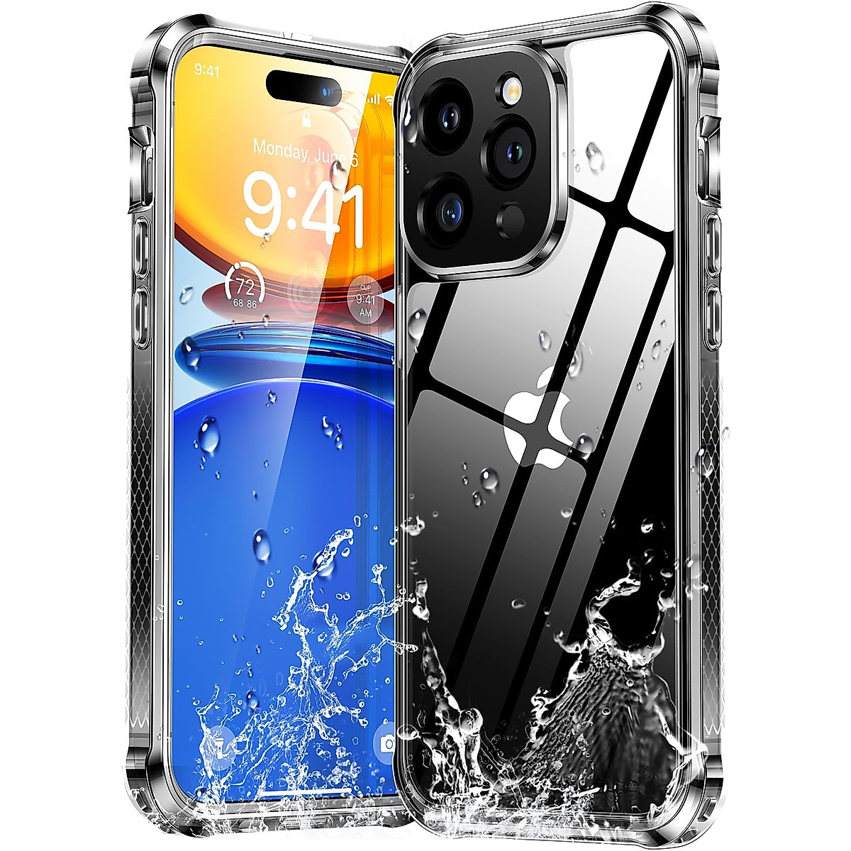 Humixx for iPhone 15 Pro Max Case Clear Waterproof Phone Case, Built-in Lens & Screen Protector, [Full-Body Shockproof] [IP68 Underwater] Dustproof Snowproof Protective Case, Clear