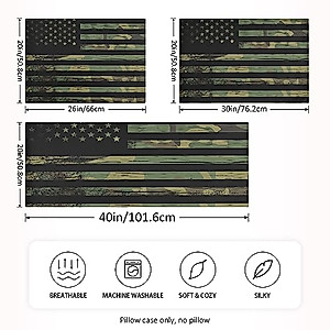 Camo American Flag Bed Pillow Protectors Zippered Standard Size Throw Pillow Cases Pillow Shams 20x26 in