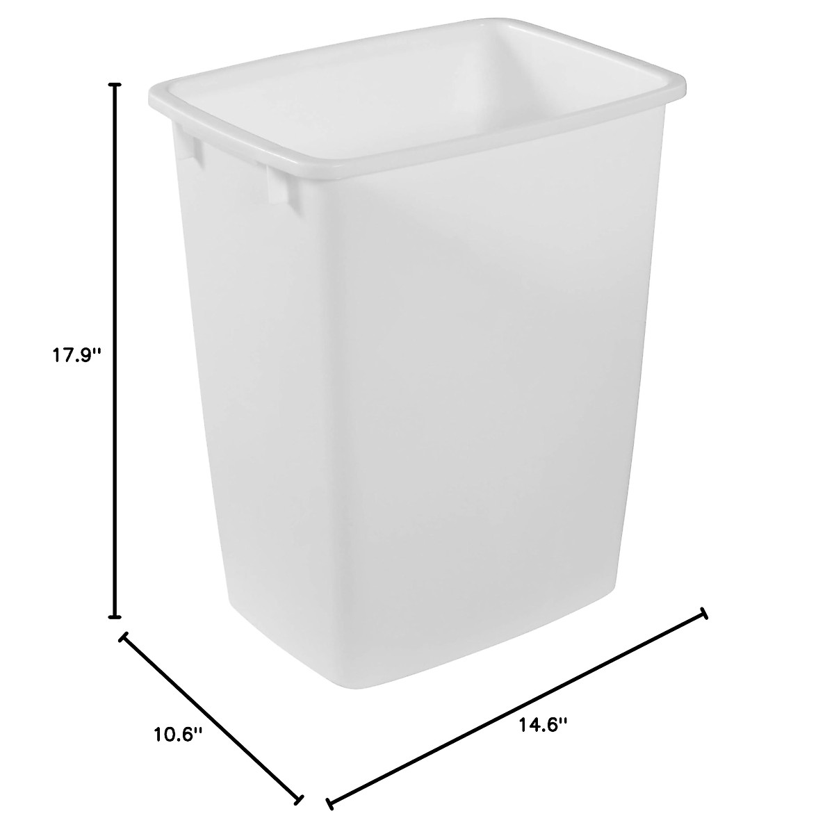 Rubbermaid Small Kitchen Bathroom Trash Can, Under-Sink Waste Basket, Plastic, White, 9 Gallons