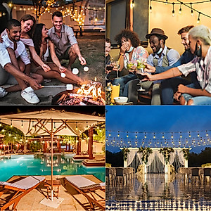 ZOXJOY Outdoor String Lights Weatherproof Strand Edison 15+1 Bulbs, 50FT UL Listed Heavy Duty Decorative Café Market Patio Lights for Bistro Garden Porch