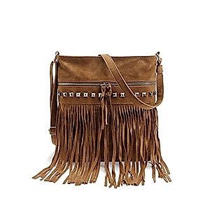 RARITYUS Women Faux Suede Crossbody Shoulder Bag Fringe Weave Tassel Messenger Handbag