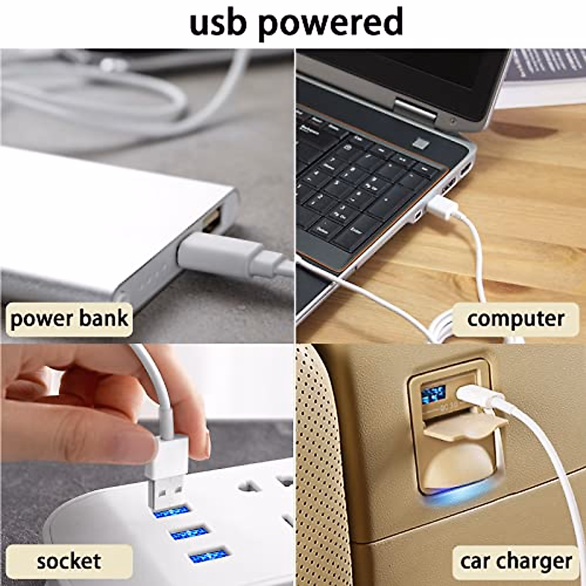 YOZEB 3 Level Speeds Mini Desk Fan, Rechargeable Operated Fan with LED Light Portable USB Fan Quiet for Home Office Student Bed Desk Crib Treadmill Camping (Yellow)