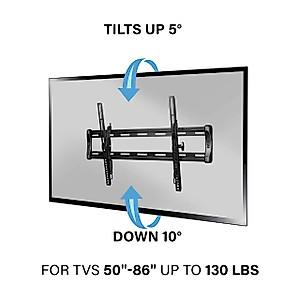 Made for Amazon Universal Tilting TV Wall Mount for 50-86" TVs and Compatible with Amazon Fire TVs