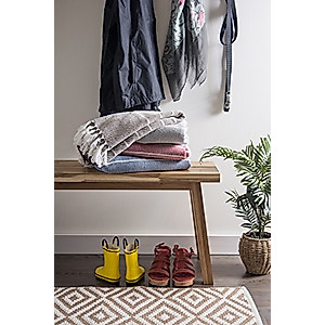 DII Rustic Farmhouse Thin Stripe Woven Throw, 50x60, French Blue