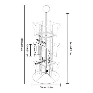 Rotating Greeting Card Rack, 3 Tier Greeting Card Display Stand, Card Display Stand, Card Holder Stand, Greeting Card Rack Holder Display, Card Display Rack, Card Rack Display Stand (12 pockets-White)