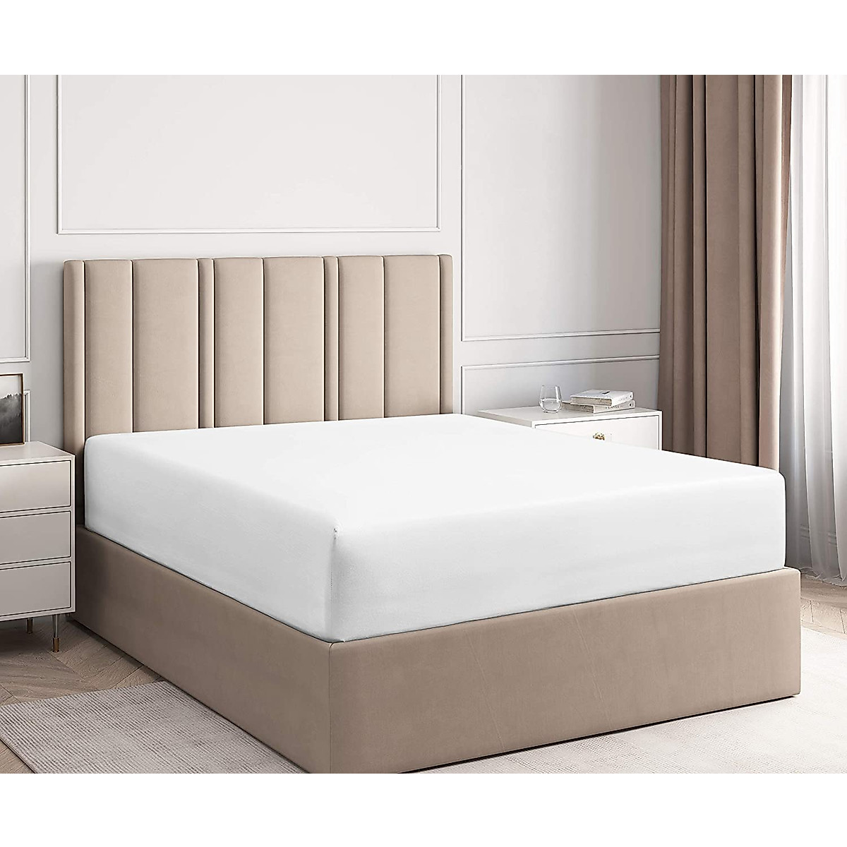 HR Decor Hotel Quality 1000Tc Egyptian Cotton 8 Piece(1PcDuvet Cover+1Pc Flat Sheet + 1Pc Fitted Sheet 24" Deep + 2Pc Pillow Cases +2Pc Pillow Sham) Bedding Set Twin White