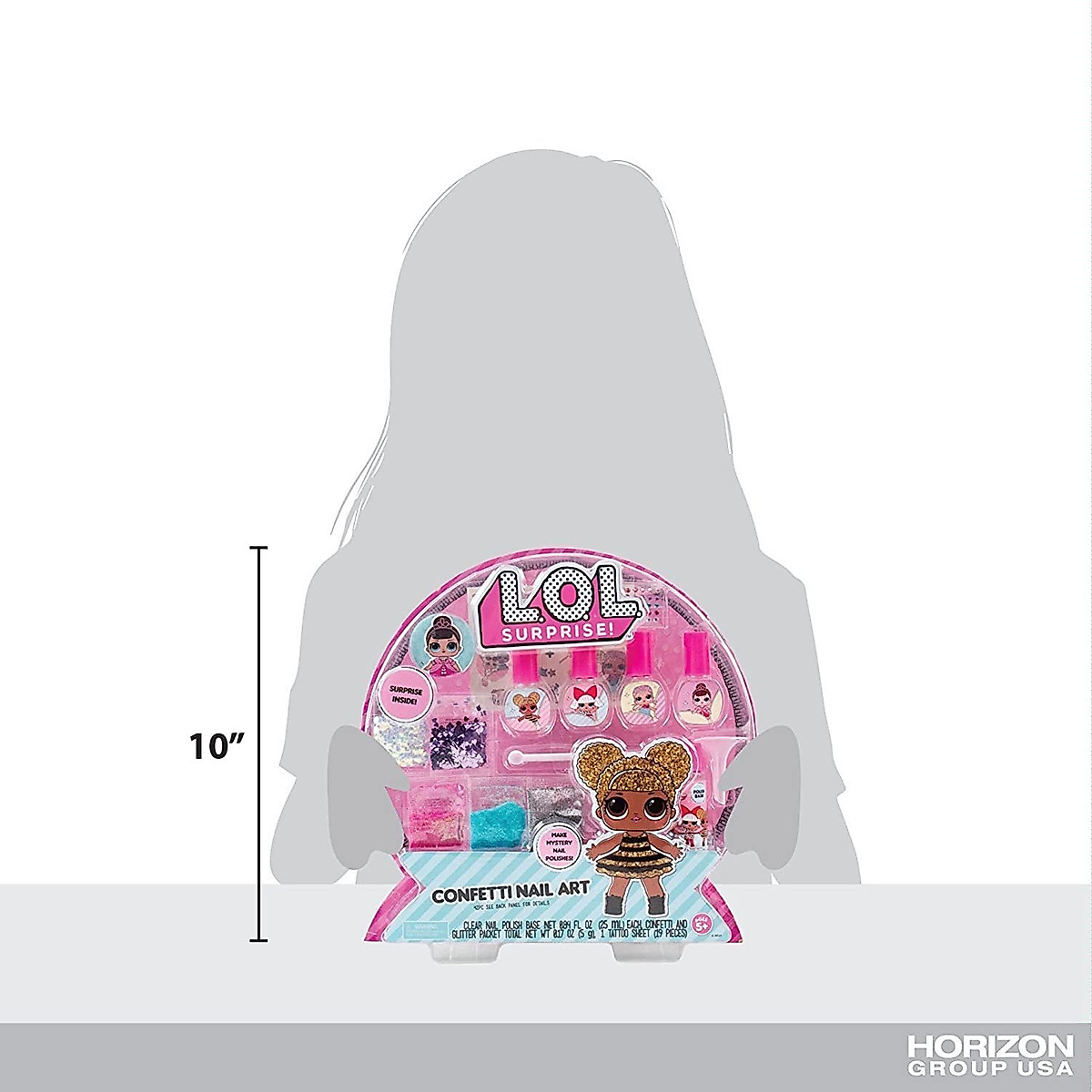 L.O.L. Surprise Confetti Nail Art by Horizon Group USA,Make Custom DIY Nail Polishe.Add tattoos, Glitter, Gemstones & More.Secret Reveal Surprise Inside.Multi Colored