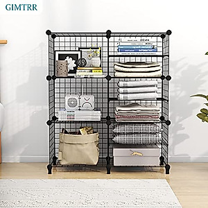GIMTRR Closet Organizers and Storage, 3 * 6 Cubes Metal Wire Storage Shelf, Modular Cabinet Portable Bookcase for Bedroom, Bathroom, Office, Black