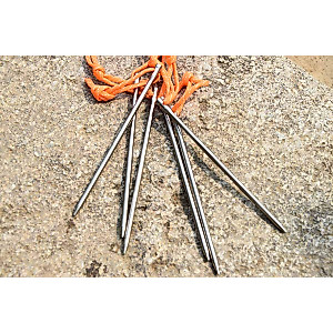Tentock Titanium Tent Stakes 6pcs/Pack Ultralight Tarp Nails Hammock Pegs for Hard Ground Rock Granite with Reflective Loop (TT0144(16.5cm))