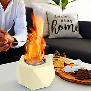 Tabletop Fire Pit, Concrete Table Top Fire Pits Bowl, Mini Fireplace Portable Rubbing Alcohol Burner with Extinguisher Lids, Roast Marshmallow or Make S'Mores for Indoor, Outdoor, Garden, Balcony