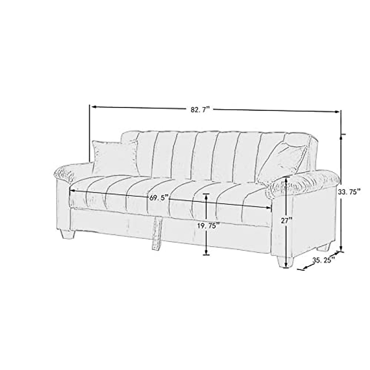 Legend Vansen Velvet Storage Convertible Sofa Bed Sleeper Couch Sofabed, Brown