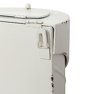 Rustic White Wall Mounted Mailbox Outdoor Metal Decorative Post Mail Box, Home Office Parcel Box with Drop Slot Secure Lock