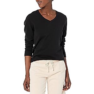 Cutter & Buck womens Soft Cotton Blend Lakemont Long Sleeve V-neck Sweater Shirt, Black, Large US