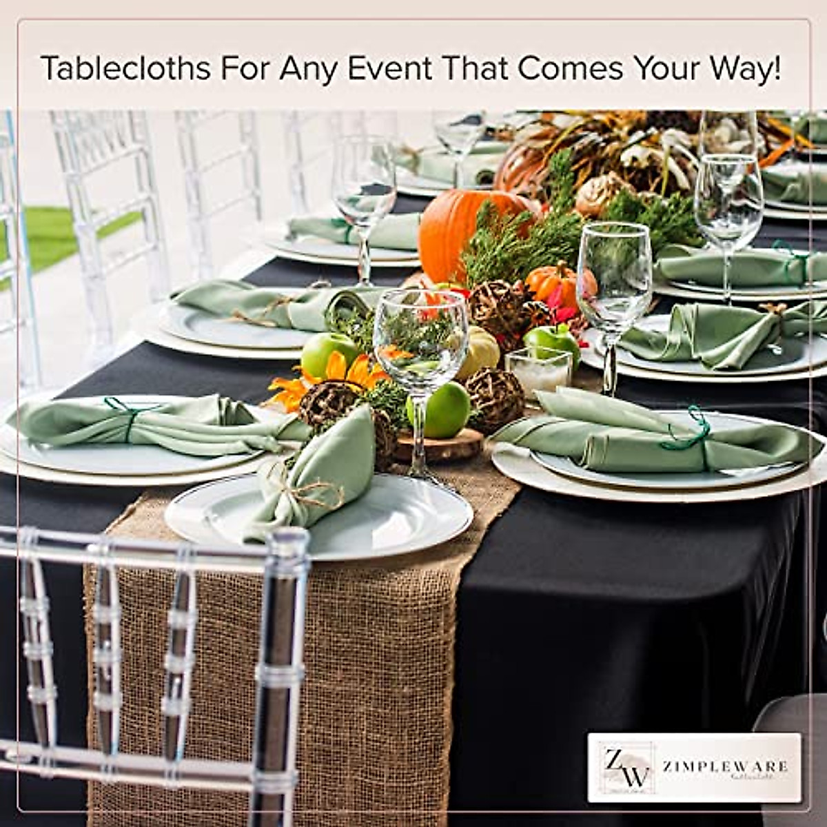 ZIMPLEWARE Premium Green Plastic Table Cloth Disposable (6 Pk) Plastic Tablecloths for Rectangle Tables (54in x 108in) Party Table Cloths Disposable for 6ft to 8ft Rectangle Tables