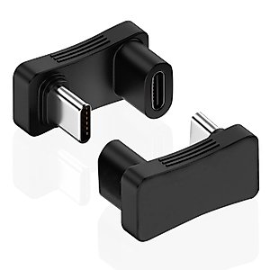 AreMe 180 Degree Angle USB C Adapter 2 Pack, 180° U Shape Male to Female 10Gbps PD 100W Adapter Compatible with Steam Deck, Switch, Laptop, Tablet, Phone and More Type C Devices