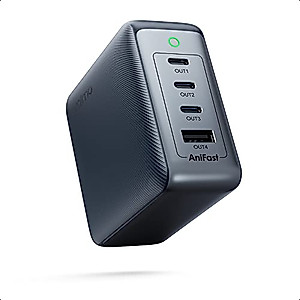 oraimo USB C Charger, HyperGaN 120W Charger, PPS 4-Port Fast Compact Foldable Wall Charger Suitable for MacBook Pro/Air, iPad Pro, Galaxy S22/S21 (Blue)